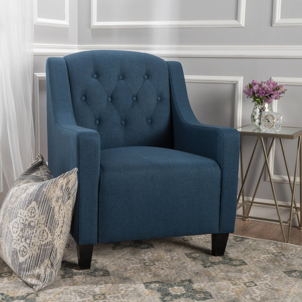 Canberra Linen Fabric Tufted Armchair in Dark Blue – Lumina'NLark